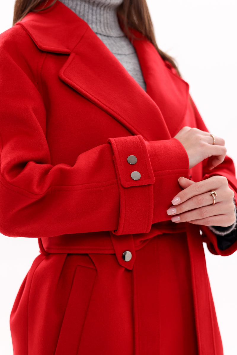 Karina Midi Cashmere Wool Blend Coat In Ruby – Alaska® Outerwear Company