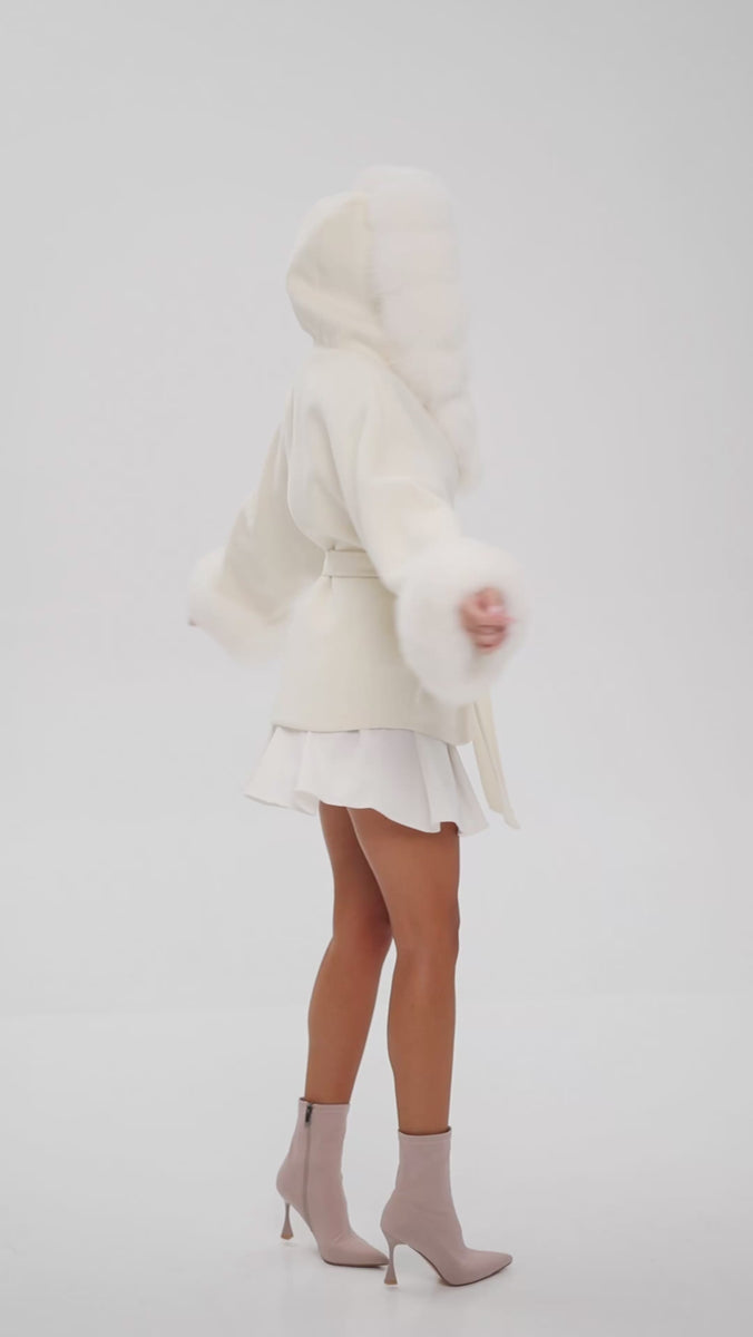 Genuine Polar Fox Fur Wool Hooded Coat – Alaska® Outerwear Company